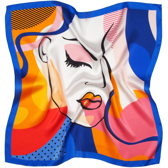 AD7-068 Apaszka jedwabna satynowa mat-błysk, pop art 68x68cm